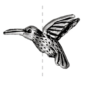 Perle colibri métal Argenté vieilli 13x18mm